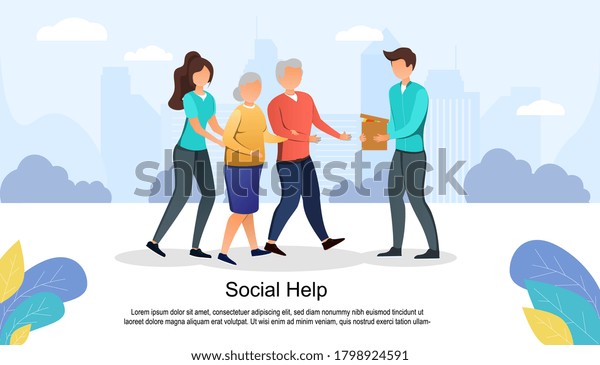 Vector Illustration Social Help Young Boy Stock Vector (Royalty Free ...
