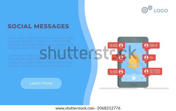 Vector Illustration Social Messages Template Correspond Stock Vector ...