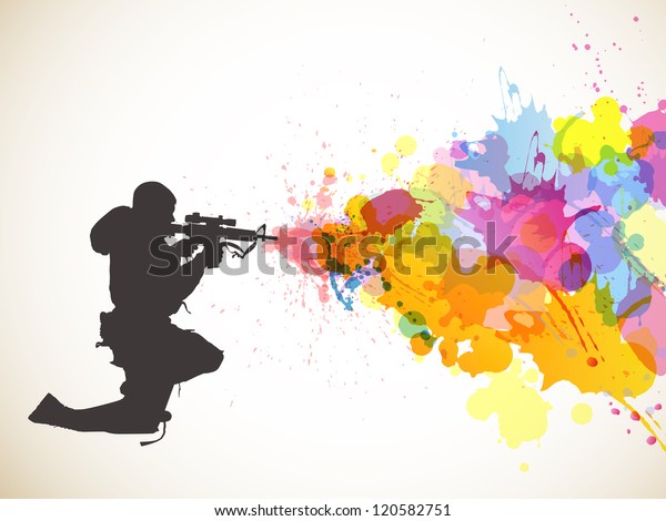Vector Illustration Soldier Colorful Splashes Stock Vector (Royalty ...