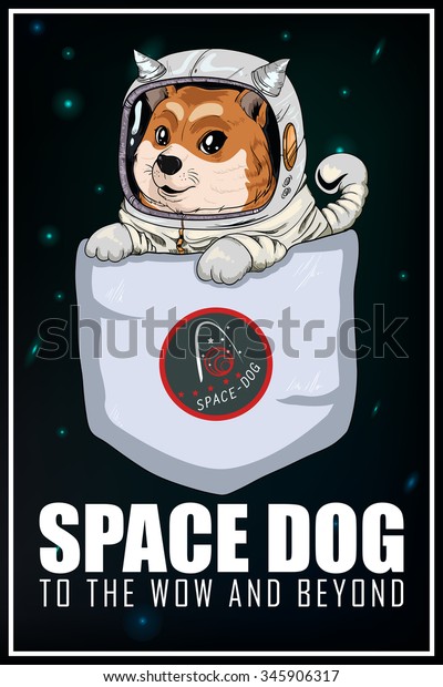 A vector illustration of space dog wallpaper design