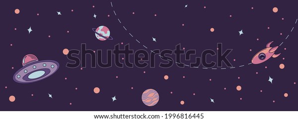 Vector Illustration Space Universe Theme Flat Stock Vector (Royalty ...