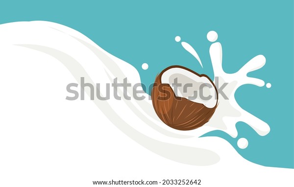 Vector Illustration Splash Coconut Milk Banner Stock Vector (Royalty ...