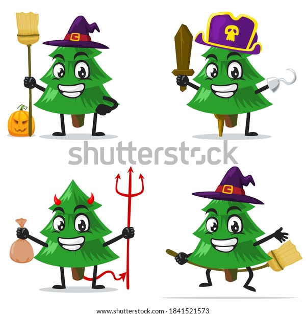 Vector Illustration Spruce Tree Mascot Character Stock Vector (Royalty ...