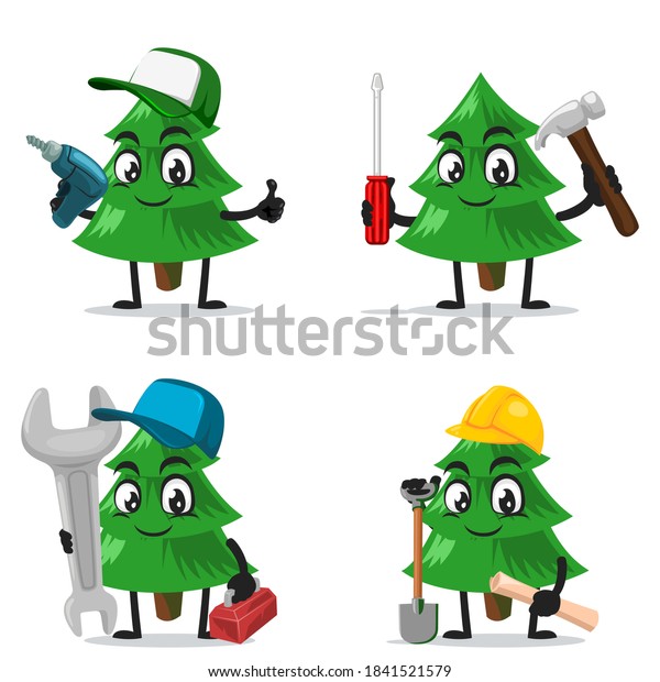 Vector Illustration Spruce Tree Mascot Character Stock Vector (Royalty ...
