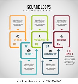 Vector Illustration Square Loops Infographic Design: vector de stock ...