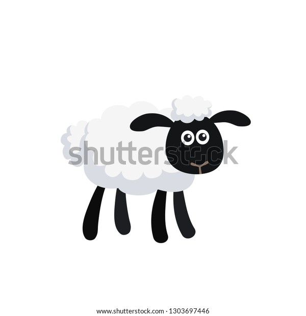 Vector Illustration Standing Cartoon Sheep Isolated: vector de stock ...