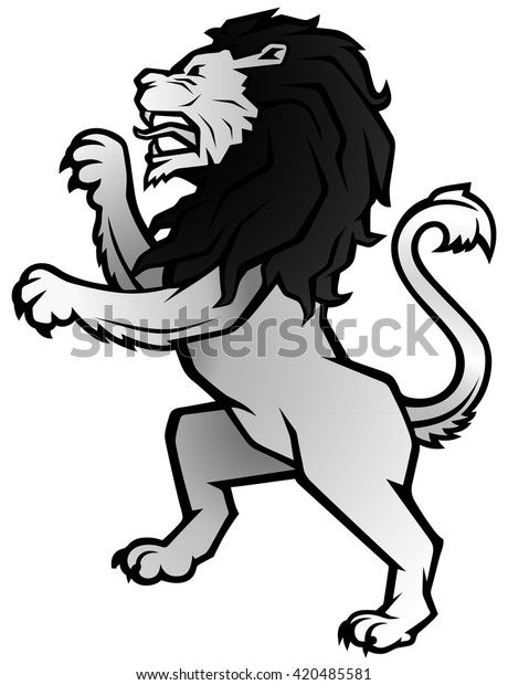 Vector Illustration Standing Lion Side View: เวกเตอร์สต็อก (ปลอดค่า ...