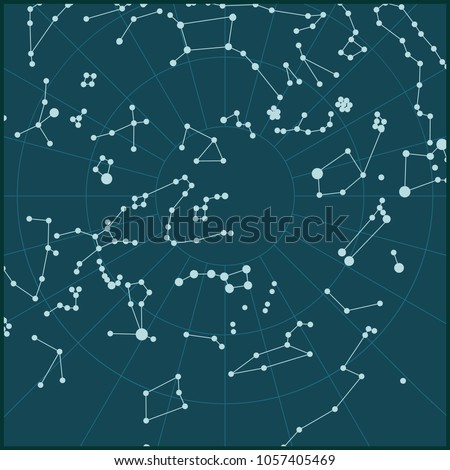 Vector Illustration Star Map Map Constellations Stock Vector (Royalty ...