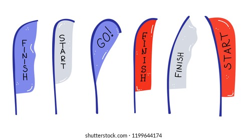 Vector Illustration Start Finish Line Banners Stock Vector (Royalty ...