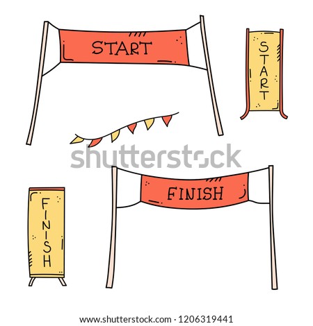 Vector Illustration Start Finish Line Banners Stock Vector (Royalty ...