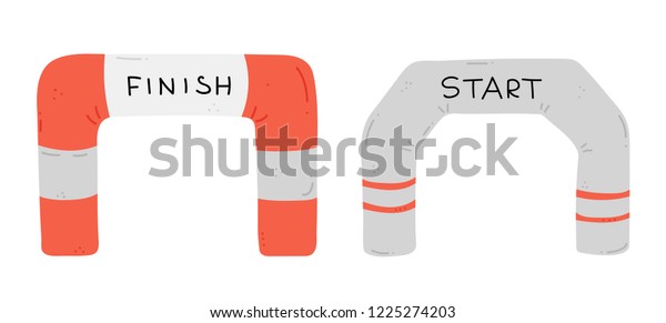 Vector Illustration Start Finish Line Banners Stock Vector (Royalty ...