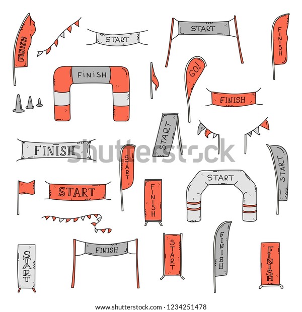 Vector Illustration Start Finish Line Banners: vector de stock (libre ...