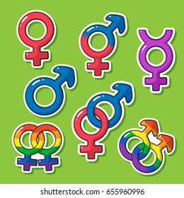 Vector Illustration Cartoon Set Gender Symbols Stock Vector (Royalty ...
