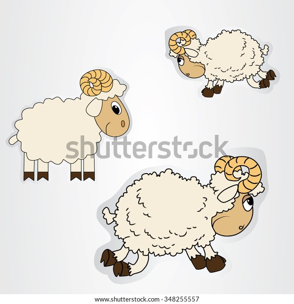 Vector Illustration Stickers Cartoon Sheep Stock Vector (Royalty Free ...
