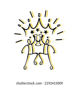 Vector Illustration Stickman Figure Crown Logo Stock Vector (Royalty ...