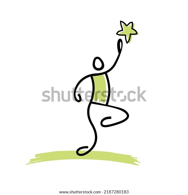 Vector Illustration Stickman Stick Figure Reaching: เวกเตอร์สต็อก (ปลอด ...