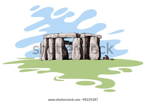 Vector Illustration Stonehenge Against Abstract Background Stock Vector ...