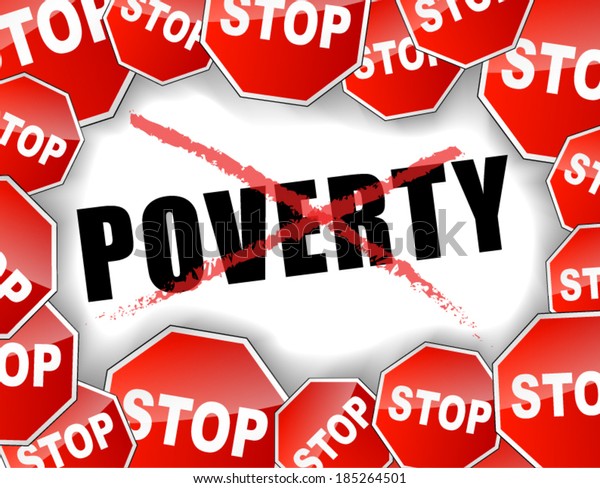 Vector Illustration Stop Poverty Concept Background Stock Vector ...