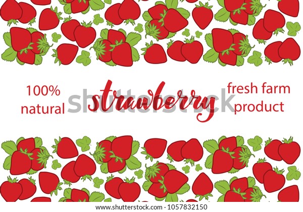 Vector Illustration Strawberry Leaf Design Lettering Stock Vector ...