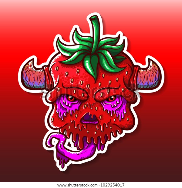 Vector illustration of strawberry monster. Design a poster for a t ...