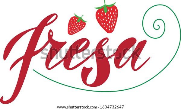 Vector Illustration Strawberry Text Spanish Logotype Stock Vector ...