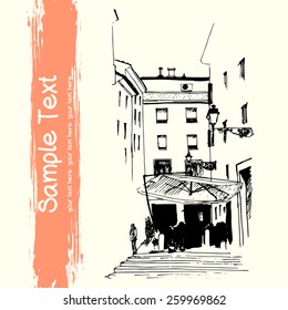 Vector Illustration Street Drawn Sketch Style Stock Vector (Royalty ...