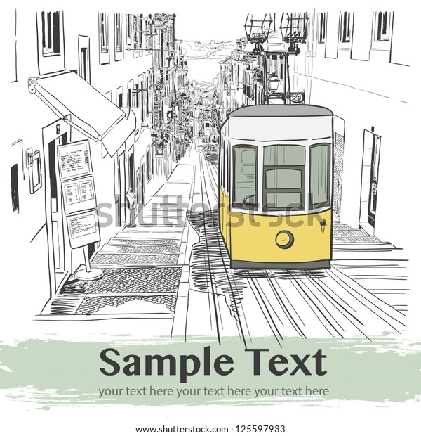 Vector Illustration Street Drawn Sketch Style Stock Vector (Royalty ...