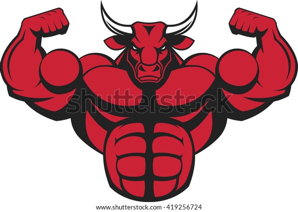Vector Illustration Strong Bull Big Biceps Stock Vector (Royalty Free ...