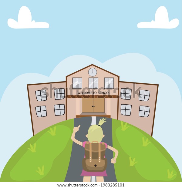 Vector Illustration Student Go School School Stock Vector (Royalty Free ...