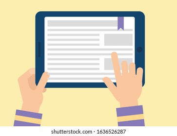 Vector Illustration Student Studying Digital Tablet Stock Vector ...