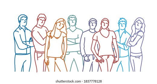 Vector Illustration Students Color Line Stock Vector (Royalty Free ...