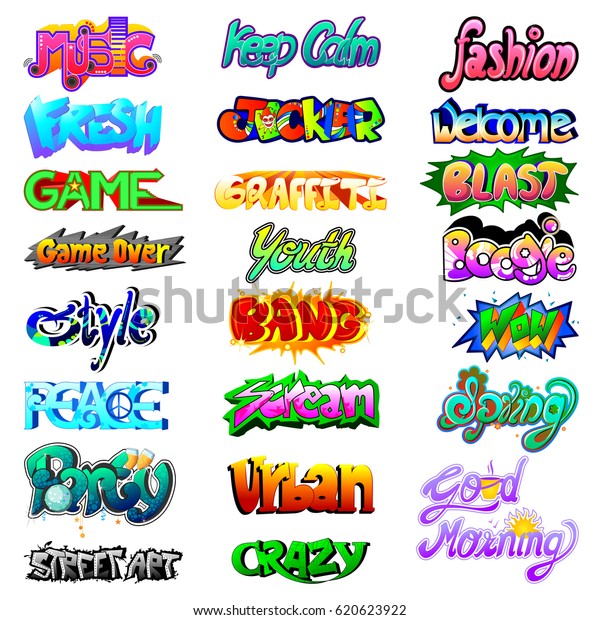 Vector Illustration Stylish Graffiti Word Text Stock Vector (Royalty ...