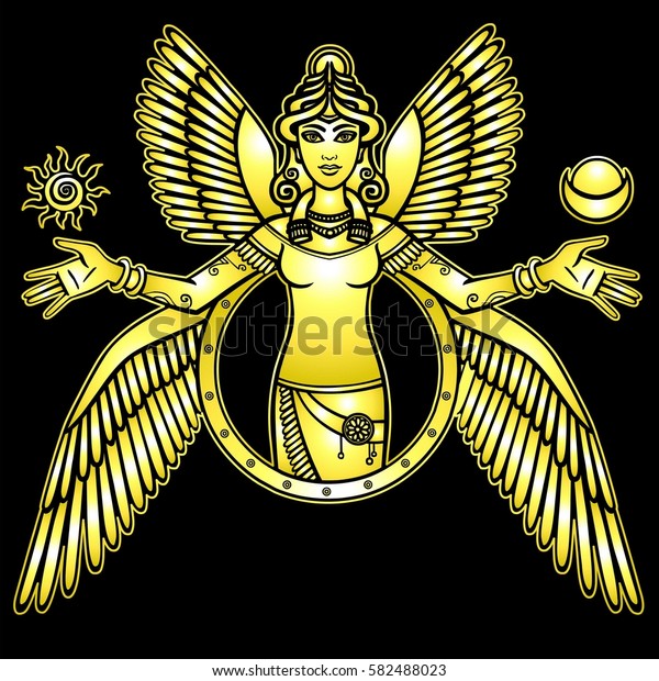 Vector Illustration Stylized Goddess Ishtar Character : image ...