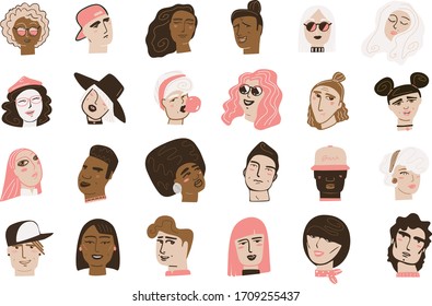 Vector Illustration Stylized Portraits People Male Stock Vector ...