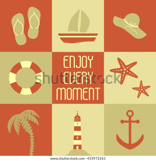 Vector Illustration Summer Poster Summer Symbols Stock Vector (Royalty ...