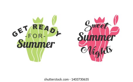 Vector Illustration Summer Typography Text Cactus Stock Vector (Royalty ...