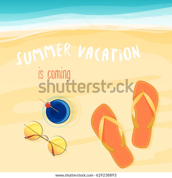 Vector Illustration Summer Vacation Coming Text Stock Vector (Royalty ...