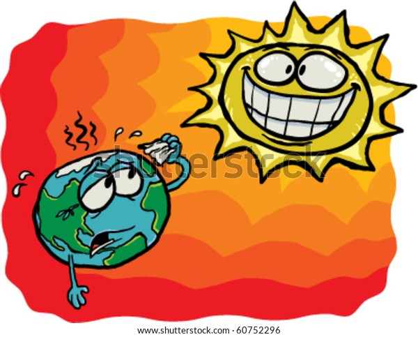 Vector Illustration Sun Making Earth Sweat Stock Vector (Royalty Free ...