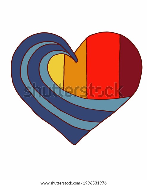 Vector Illustration Surfing Heart Love Wave Stock Vector (Royalty Free ...