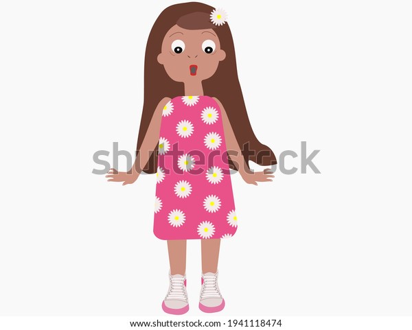 Vector Illustration Surprised Impressed Girl Isolatedcartoon Stock ...