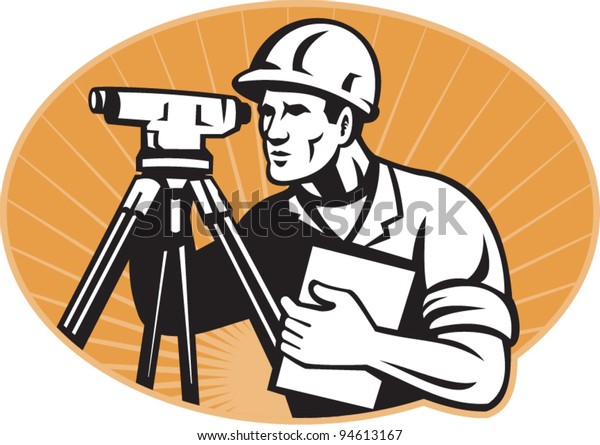 Vector Illustration Surveyor Civil Geodetic Engineer Stock Vector ... Vector Illustration Surveyor Civil Geodetic Engineer Stock Vector ...