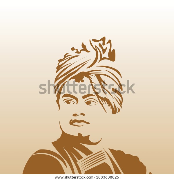 Vector Illustration Swami Vivekananda Indian Spiritual Stock Vector ...
