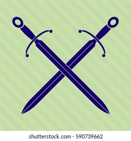Vector Illustration Swords Icon Blue Stock Vector (Royalty Free ...