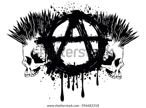 Vector illustration symbol anarchy and two punks skull for t-shirt or ...