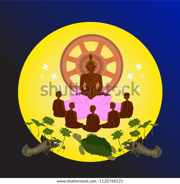 vector illustration symbol of Dharma Day.The Buddha compared people to ...