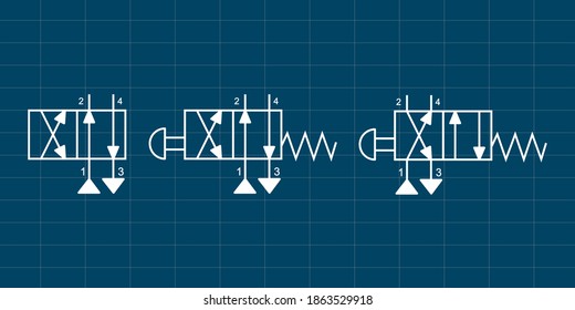 Vector Illustration Symbol Directional Pneumatic Control Stock Vector ...