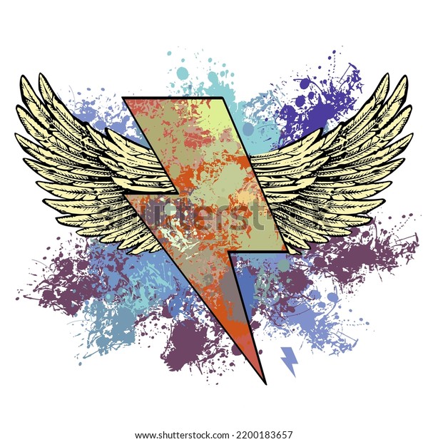 Vector Illustration Symbol Lightning Wings Isolated Stock Vector ...
