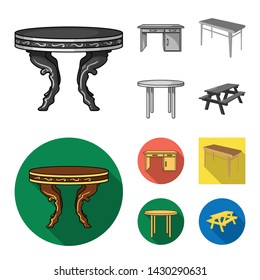 Vector Illustration Table Wooden Logo Set Stock Vector (Royalty Free ...