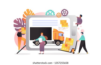Vector Illustration Tablet Delivery Truck On: เวกเตอร์สต็อก (ปลอดค่า ...