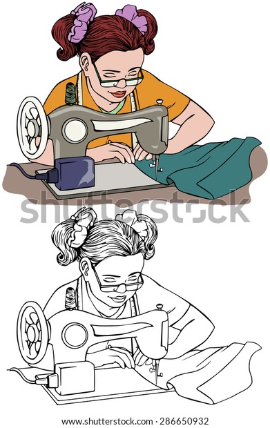 Vector Illustration Tailor Coloring Drawing Card Stock Vector (Royalty ...